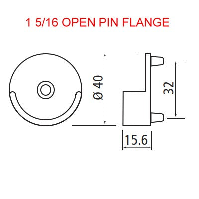 32mm Pinned Single Open Flange For 1 5/16 Polished Chrome Rod ...