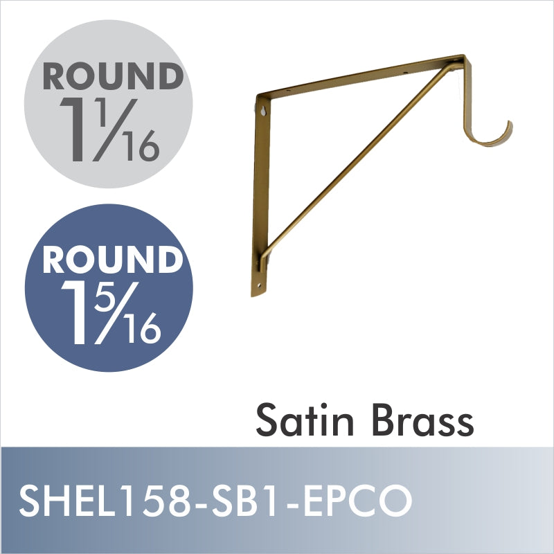 Satin Brass Shelf & Rod Bracket For Round Rod, by EPCO 3 Inch Drop ...