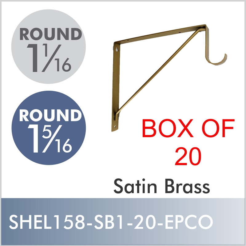 Box of 20 Satin Brass Shelf & Rod Bracket For Round Rod, by EPCO 3 Inc ...