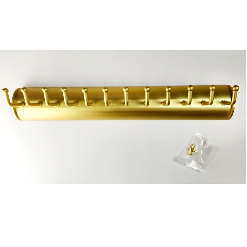 Satin Brass Accessory Rack, 12 hooks. – Hardware Decor